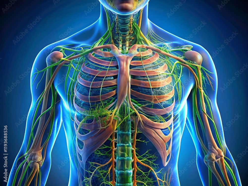 Realistic Medical Illustration: Lymphatic System in Abdomen Stock ...
