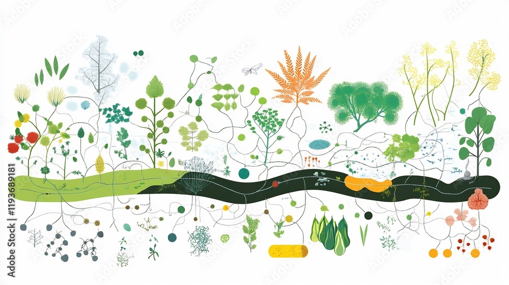 Symbolic representation of plant ecology diagrams highlighting ...