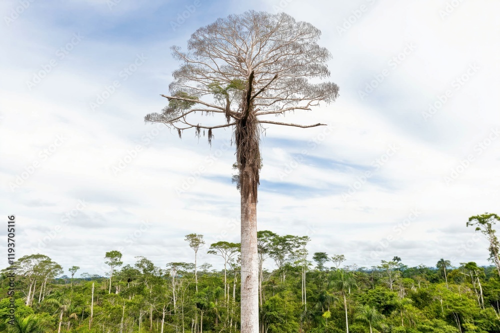 Aerial view shows large tree standing alone amidst widespread ...
