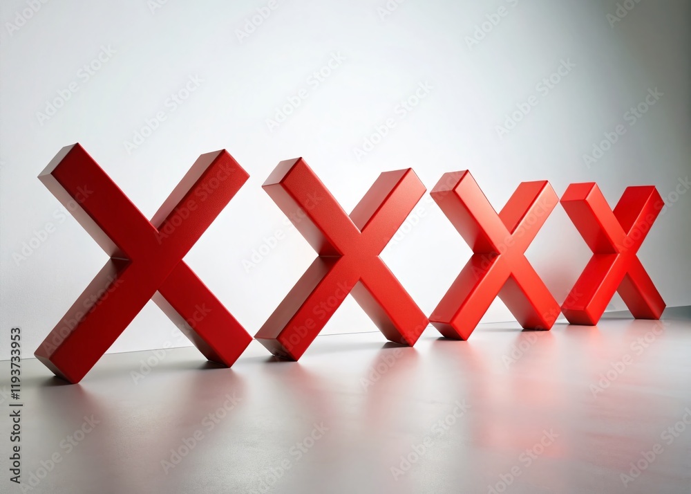 Six Red Xs on White Background: Prohibition Sign, Stop Symbol, Warning ...