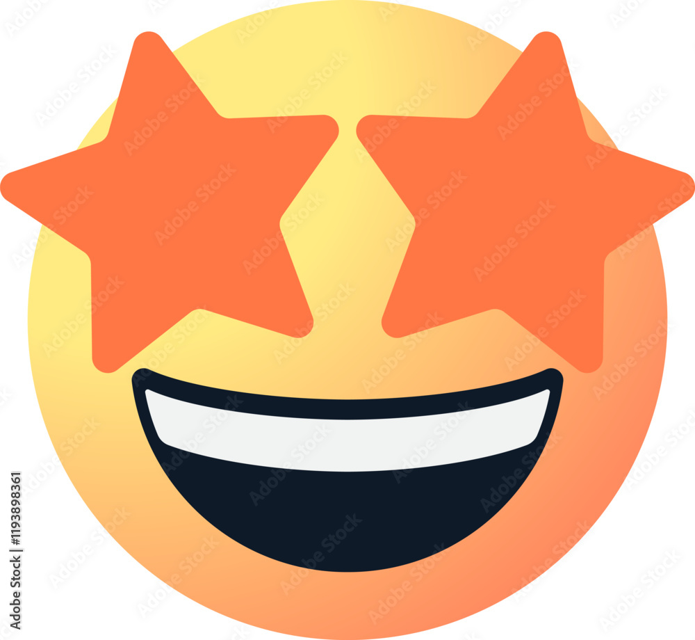 Image vectorielle Stock star eyes emoji, smiley face emoticon with ...