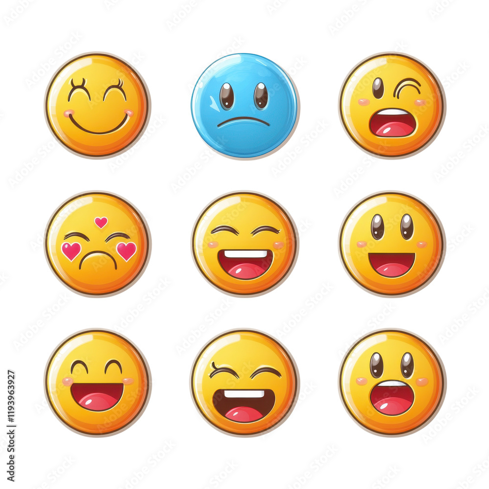 Happy and sad emoji symbols representing various emotions, including ...