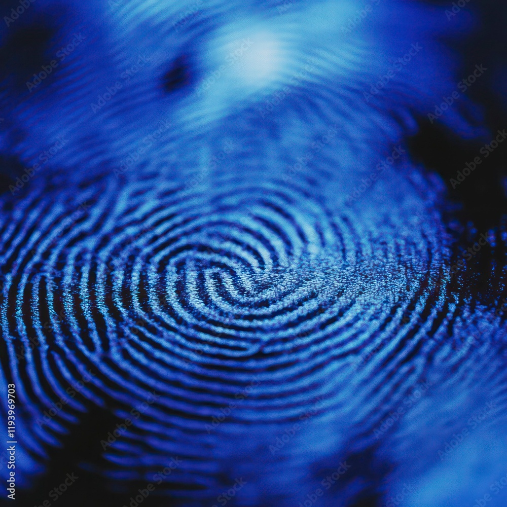 detailed blue fingerprint pattern on white background forensic identity ...