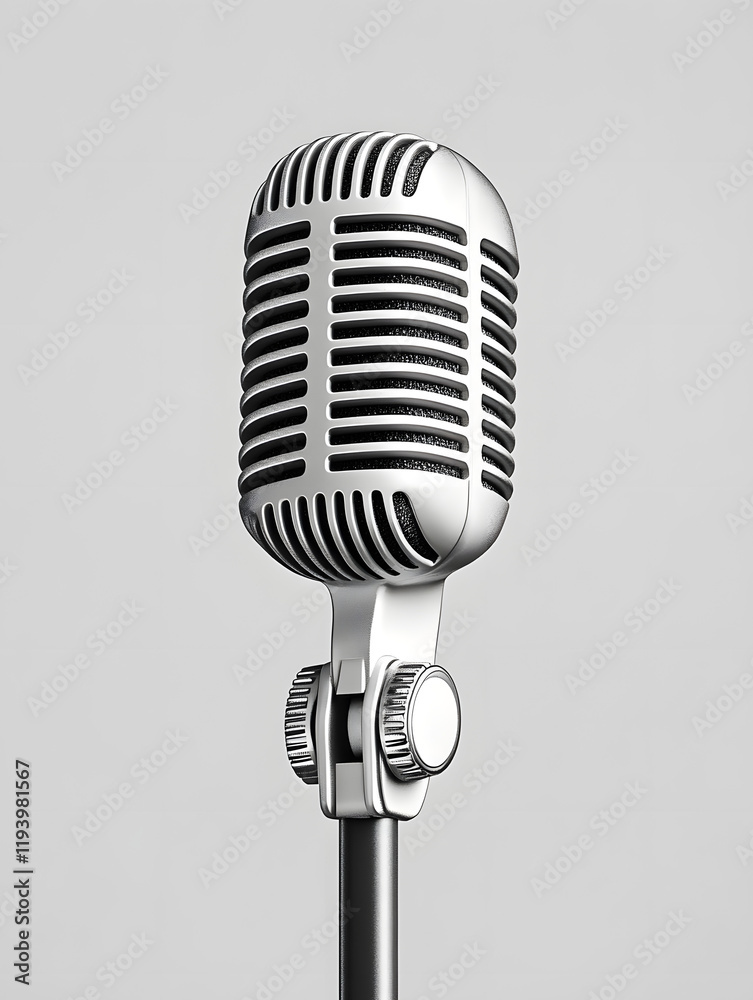 microphone meant for singing, pure white background, minimalist design ...