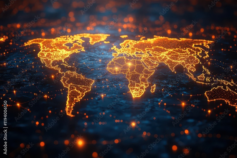 dynamic 3d world map visualization with glowing connection lines cargo ...