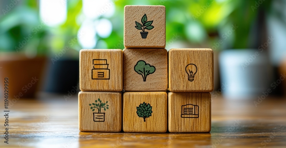 Training Development Growth Concept Using Wooden Blocks Icons for Skill ...