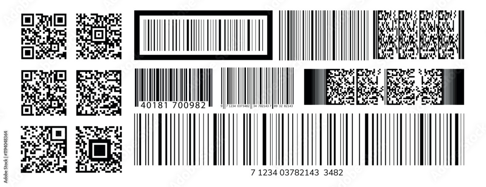Vektor Collection of various barcodes and QR codes. Includes different ...
