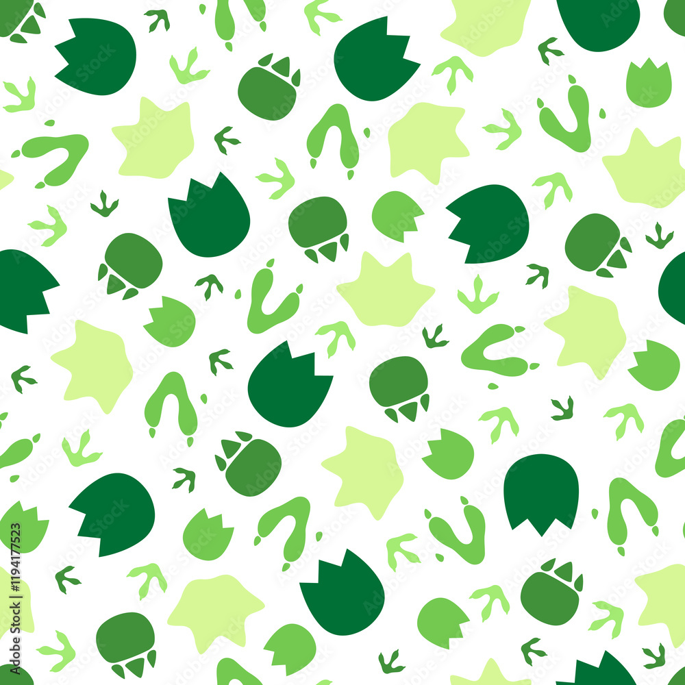 Dinosaur footprint seamless pattern background. Cartoon vector green ...