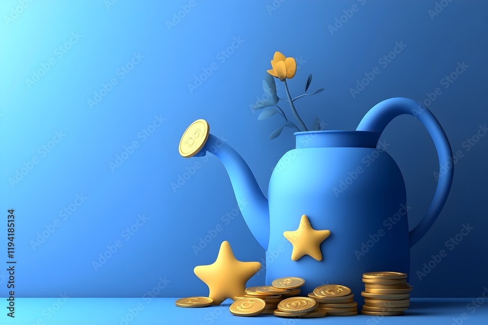 Set cartoon 3d plastic banknote and coin isolated on white background ...