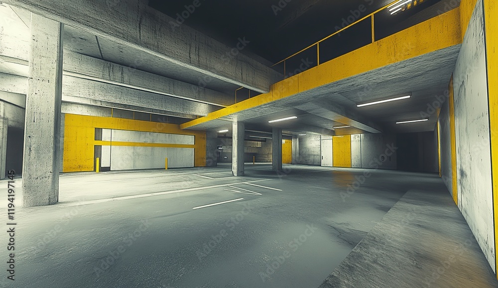 Exploring Modern Concrete Parking Garage Design with Yellow Accents ...