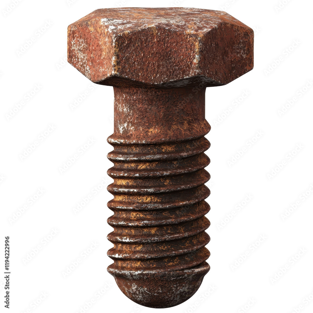 Rusty metal bolt with aged texture on a transparent background clipart ...