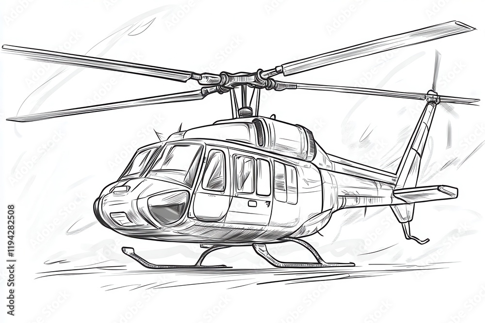 Cartoon Vector Drawing of a Helicopter Designed for Kids in a Playful ...