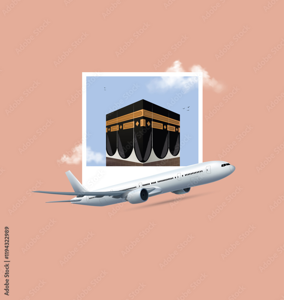 HAJJ. Kaaba Vector for Hajj Mabroor in Mecca Saudi Arabia. looking ...