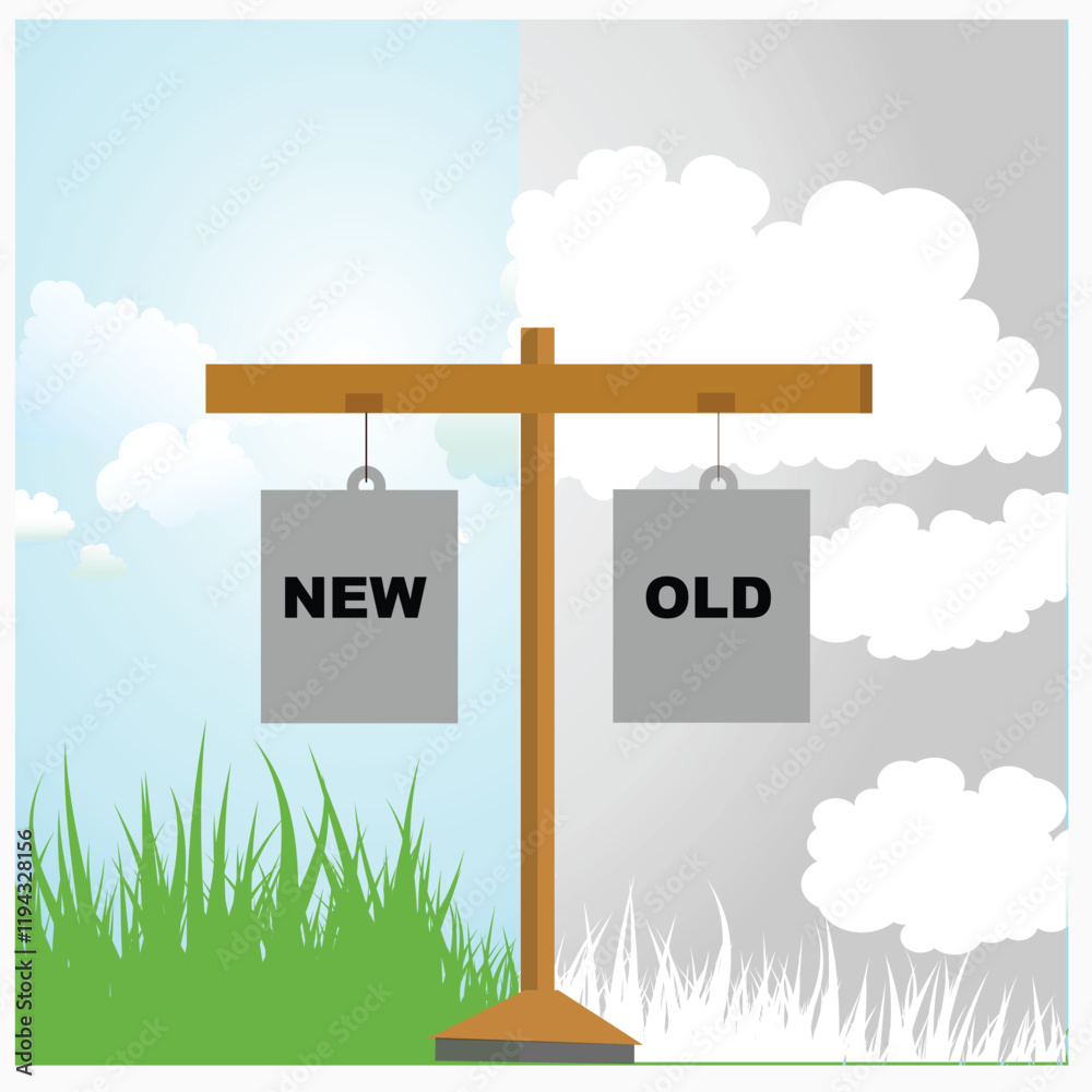 Old vs new arrow road signs representing- choice the new way and old ...