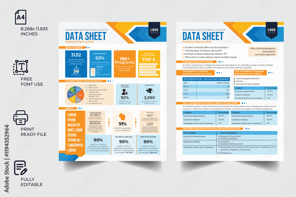 Image vectorielle Stock Technical Data Sheet layout template. Product ...