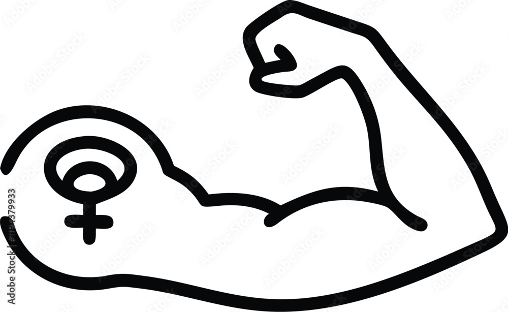 Strong female symbol, muscular arms flexing, female gender icon, black ...