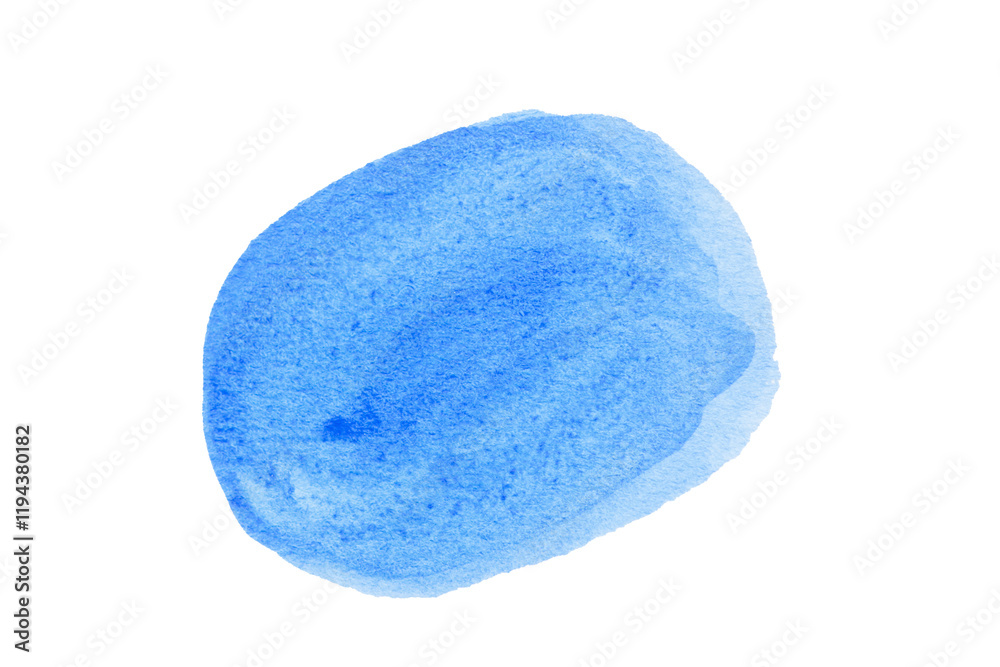 Sky blue, light blue spot, watercolor hand painted circle shape ...