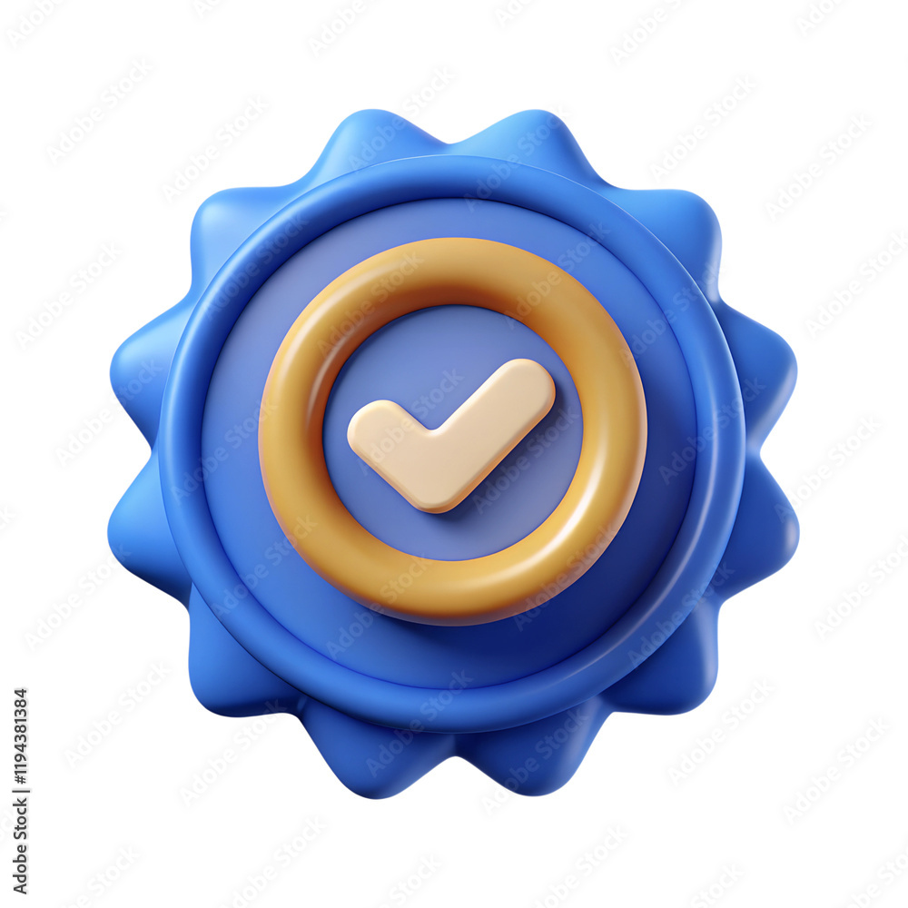 3D quality guarantees a medal with check mark. Certified plastic style ...