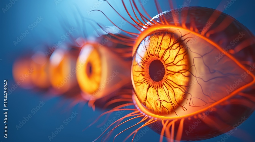 Detailed 3d illustration of human eye anatomy highlighting the inner ...