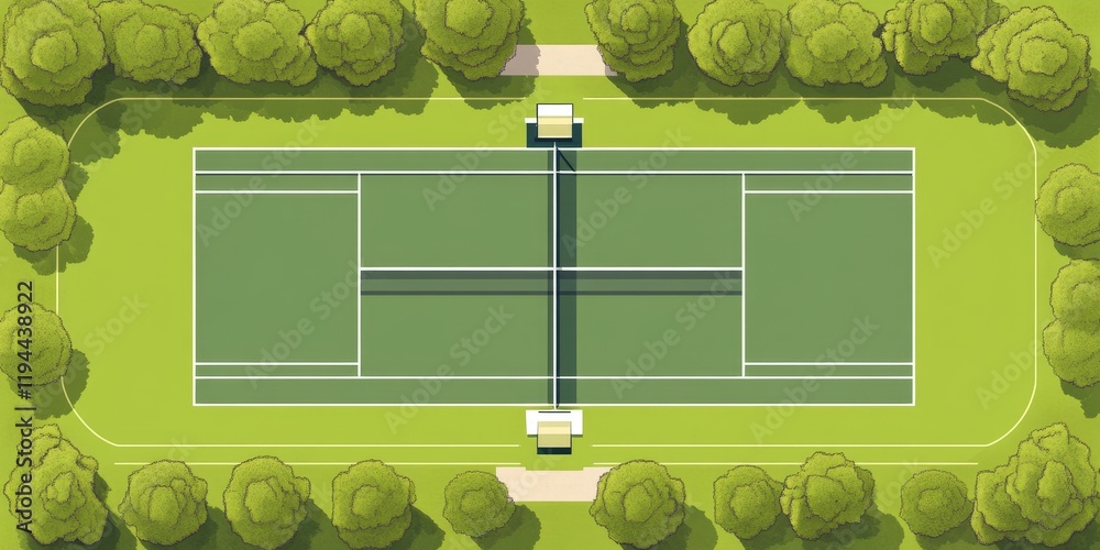 Tennis court map illustration featuring a detailed design of a tennis ...