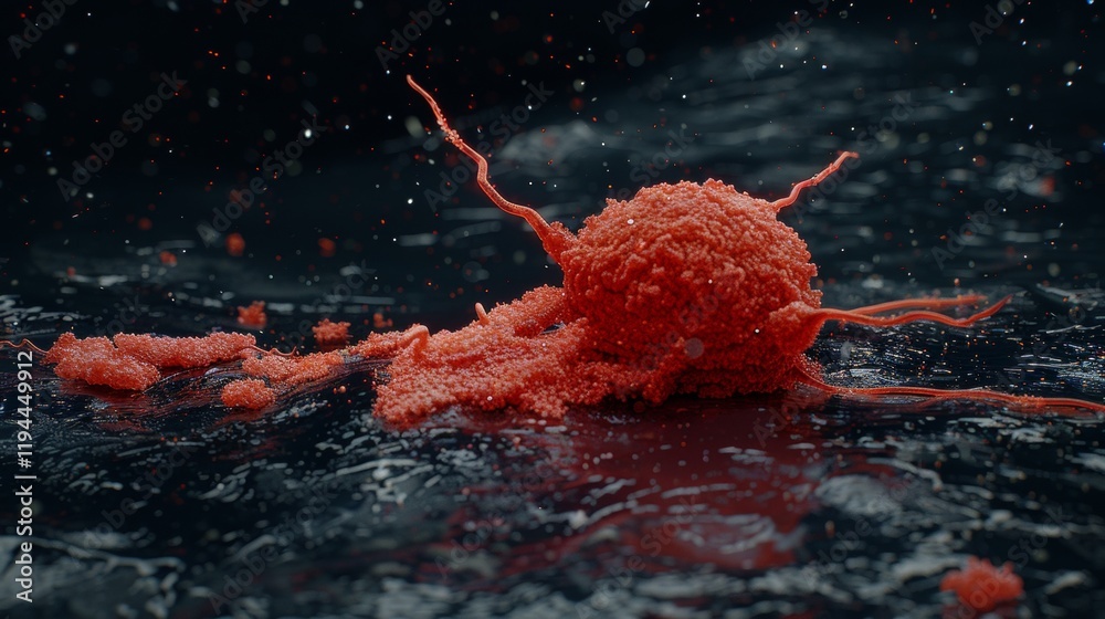 3d illustration depicting colon cancer and its impact on healthy cells ...