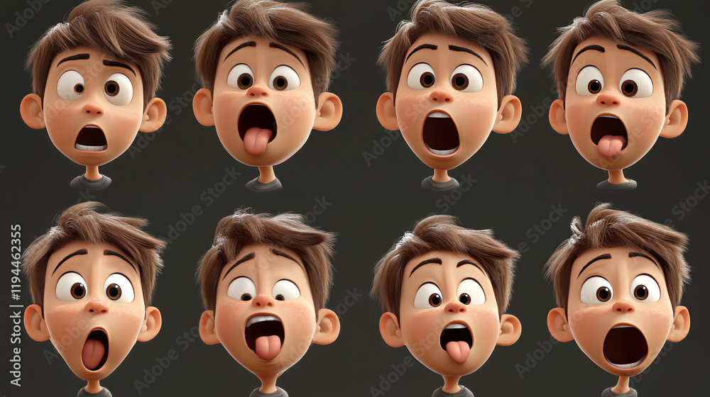 Kid mouth animation sprite sheet. Girl face expression and lips poses ...