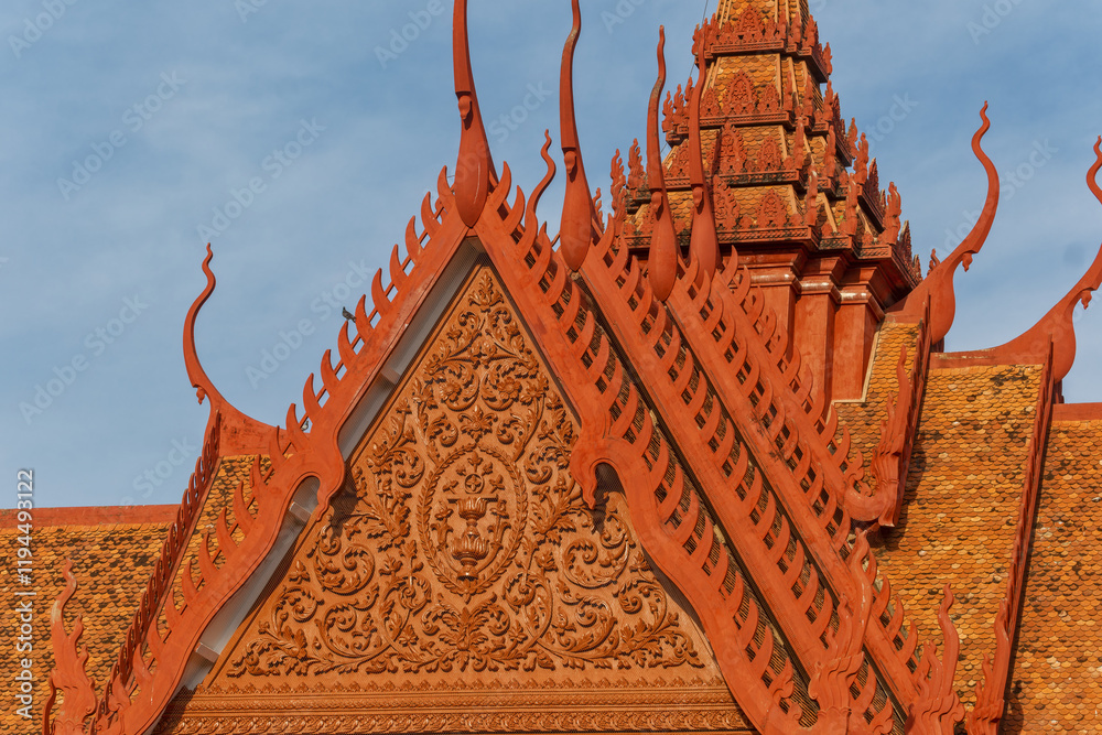 details of the roof of The National Museum of Cambodia, a fine example ...