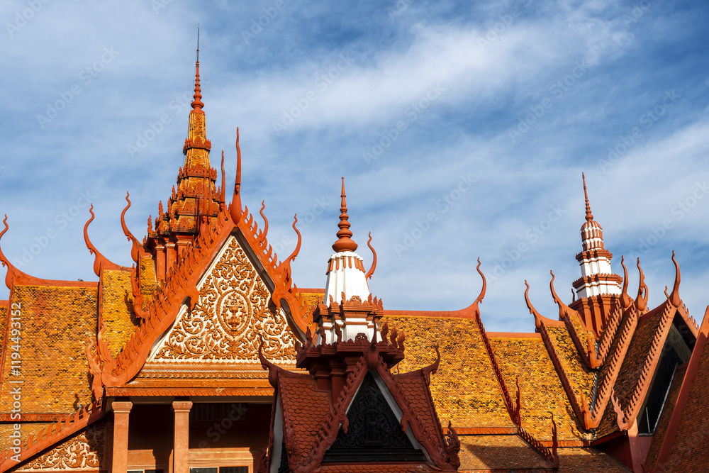 details of the roof of The National Museum of Cambodia, a fine example ...
