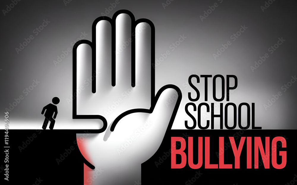 Stop School Bullying - Illustration Featuring a Hand Symbol and Call to ...