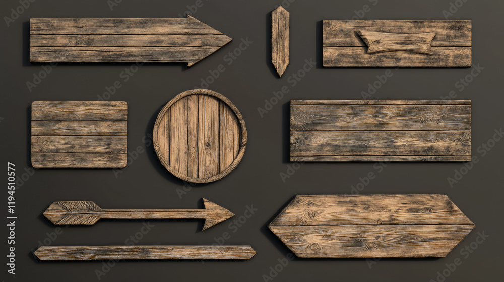 Wooden signs, boards and banners different shapes. Arrow signboard from ...