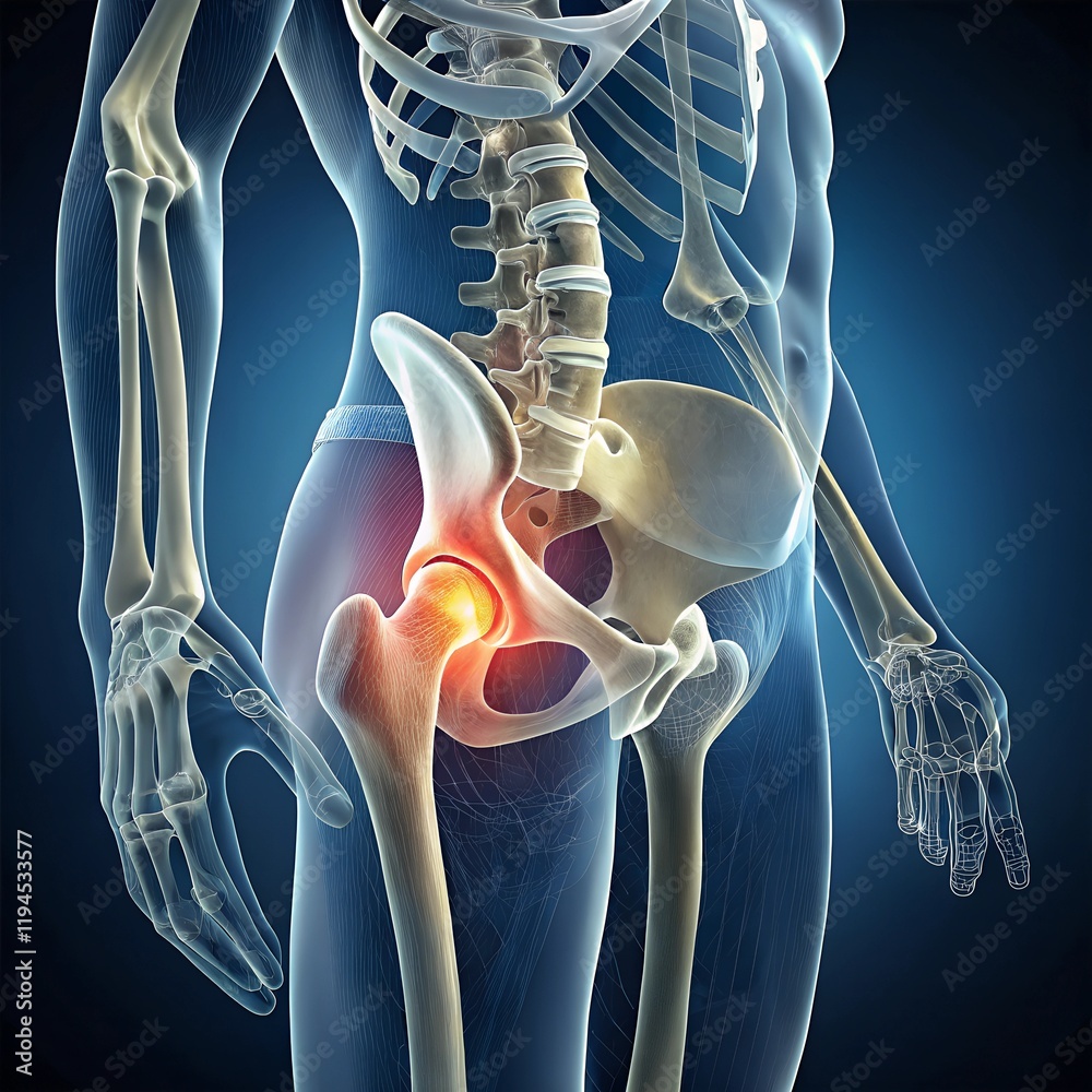Bones of the pelvis and hip, human anatomy, femur bone joint pain, X ...