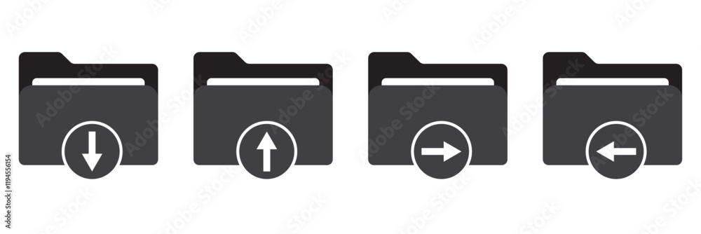 Vector de Stock Folder icon vector set. Desktop black and yellow folder icon. Office document ...