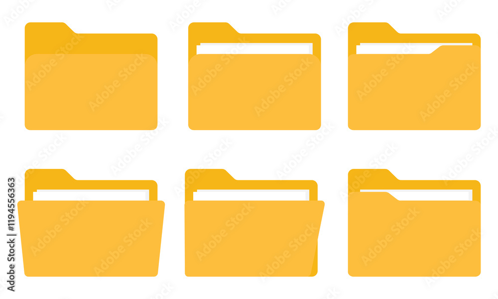 File folder icon set. Design for app, logo etc. Vector EPS 10 Stock ...