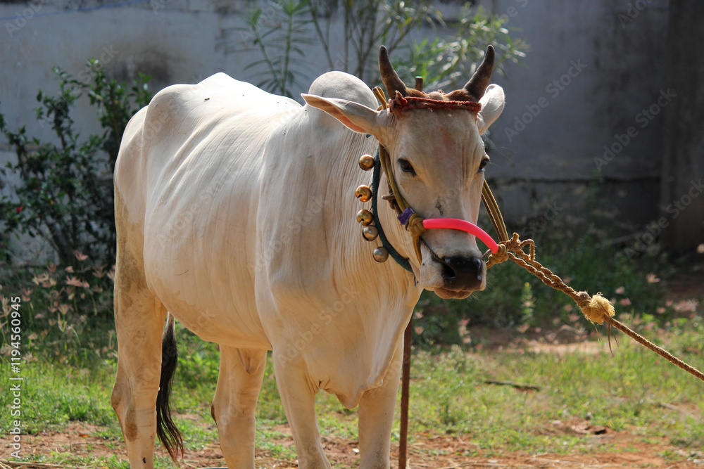 Happy Pongal religious traditional festival of south Indian cow with ...