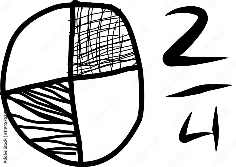Whole circle divided into parts, share, math fraction. Mathematics ...
