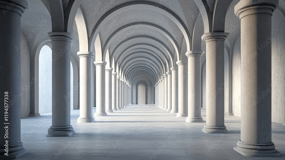 Colonnaded hall, sunlight, architecture, interior, design Stock Photo ...