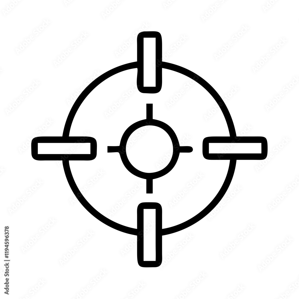 crosshairs icon, crosshairs line art - simple line art of crosshairs ...