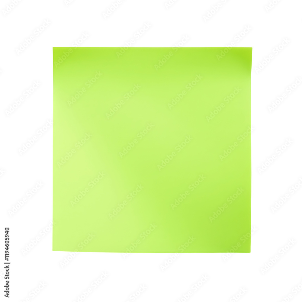 Blank green sticky paper note isolated on transparent background. Cut ...