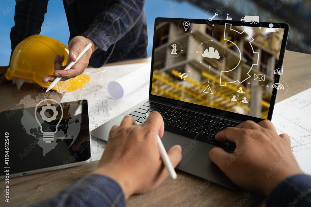 Engineer architect industry 4.0 using computer construction site ...