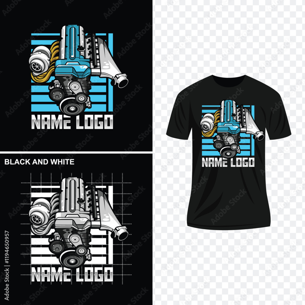 Car engine logo design. Power stroke diesel engine garage ready made ...