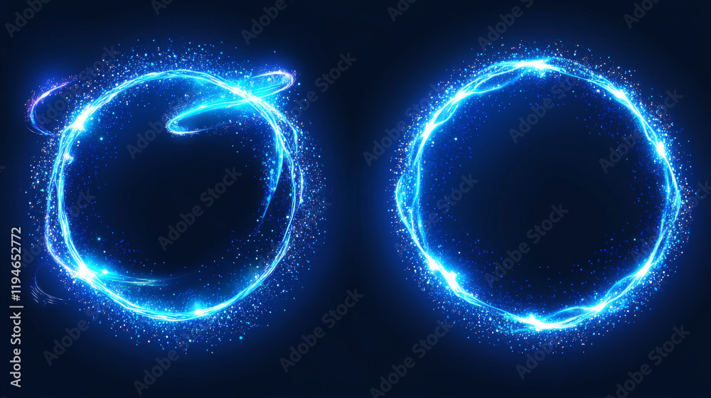 Blue round frames set isolated on transparent background. Vector ...