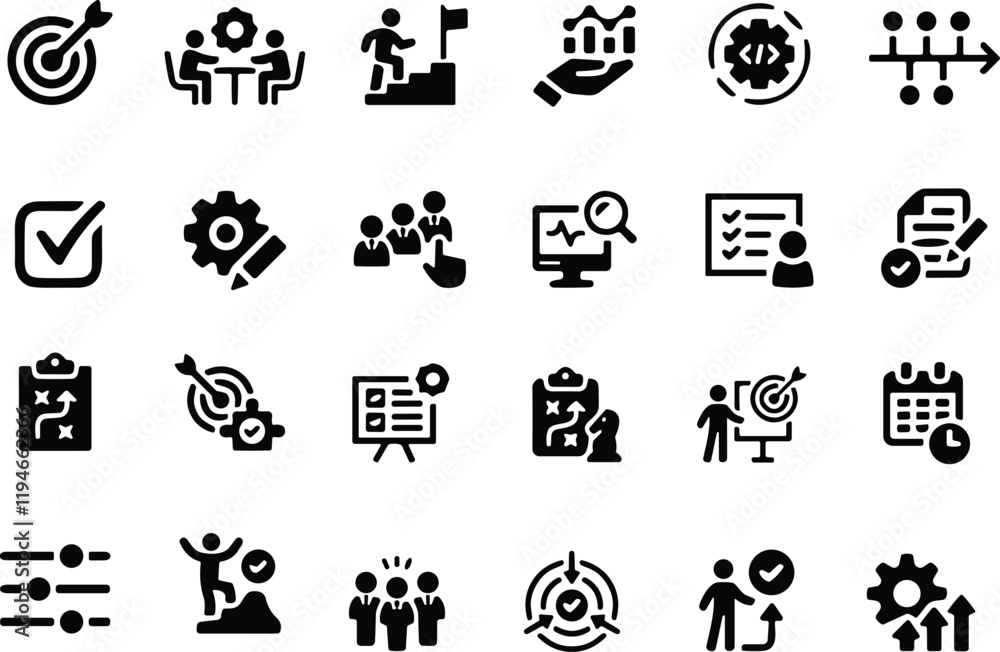 Action plan icon set. Containing planning, schedule, strategy, analysis ... Action plan icon set. Containing planning, schedule, strategy, analysis ...