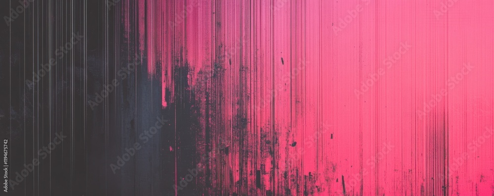 Retro VHS-style gradient, dark gray to pink with static-like grain ...