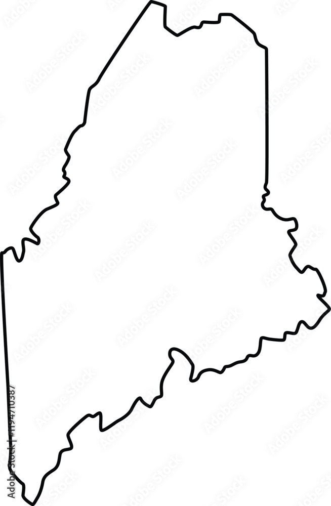 Outline Map of Maine State with Clear Borders for Creative and ...