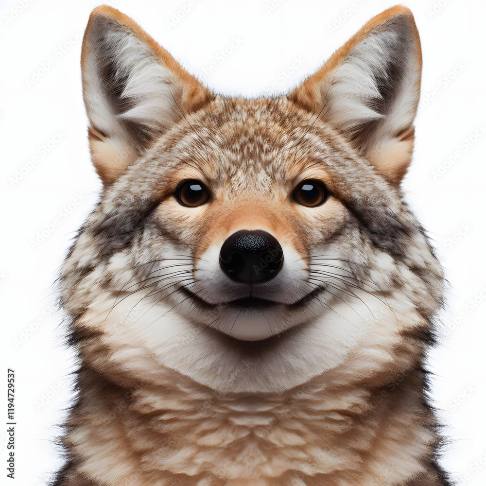 Coyote Portrait: A close-up portrait of a coyote with piercing eyes and ...