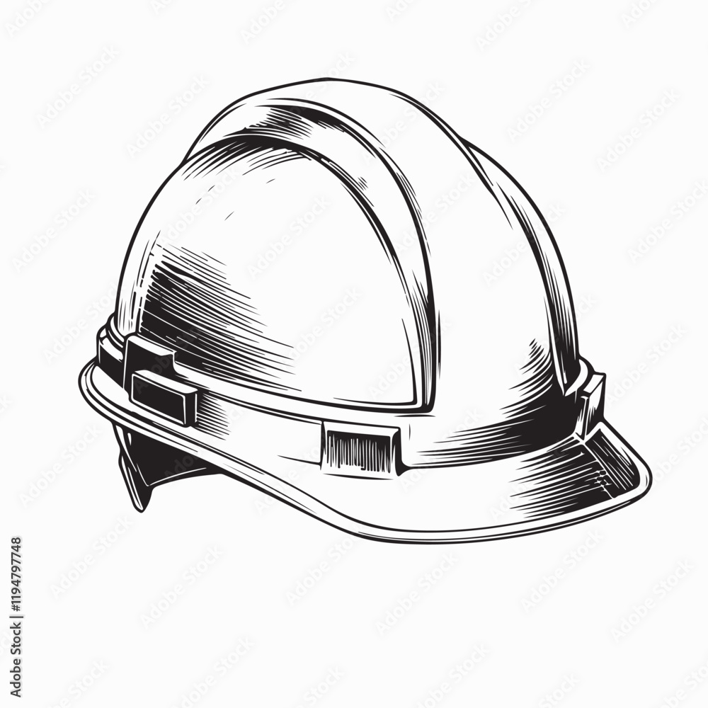 Hard hat hand drawn sketch Vector Image isolated on white background ...