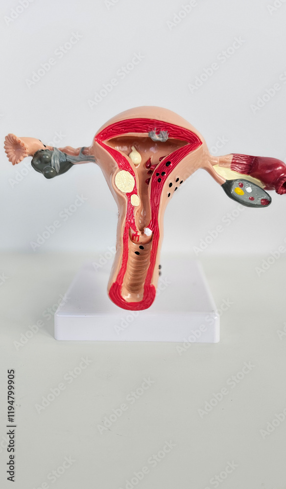 Foto de Stock Anatomical model of the human uterus demonstrating ...