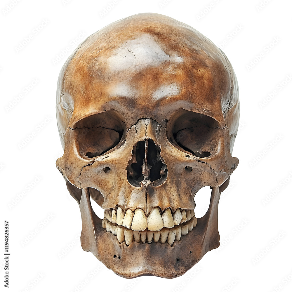 Human Skull Isolated on White Background, Detailed Anatomy Study Stock ...