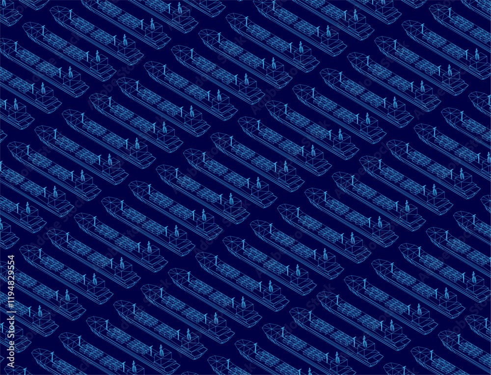 Blue pattern of ships is shown in a computerized image. The ships are ...
