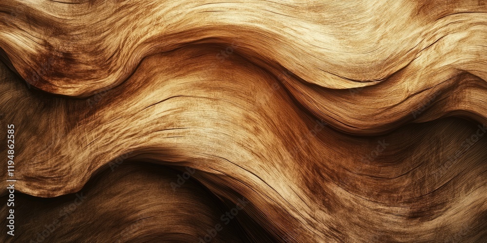 Warm brown wood texture with flowing waves creating a natural abstract ...